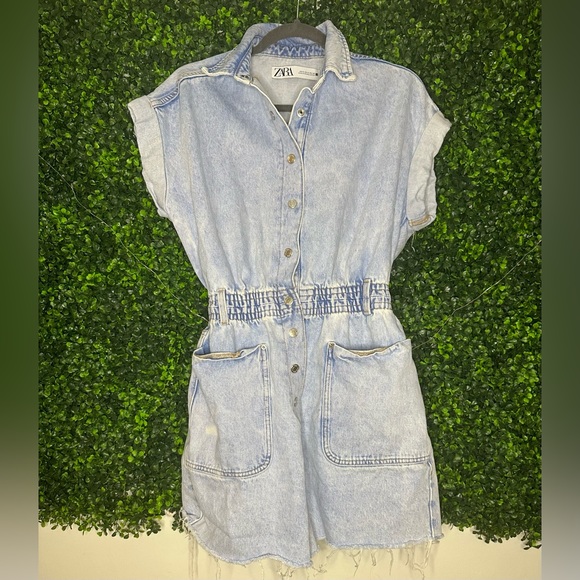 Zara | Pants & Jumpsuits | Zara Denim Romper Size Small | Poshmark